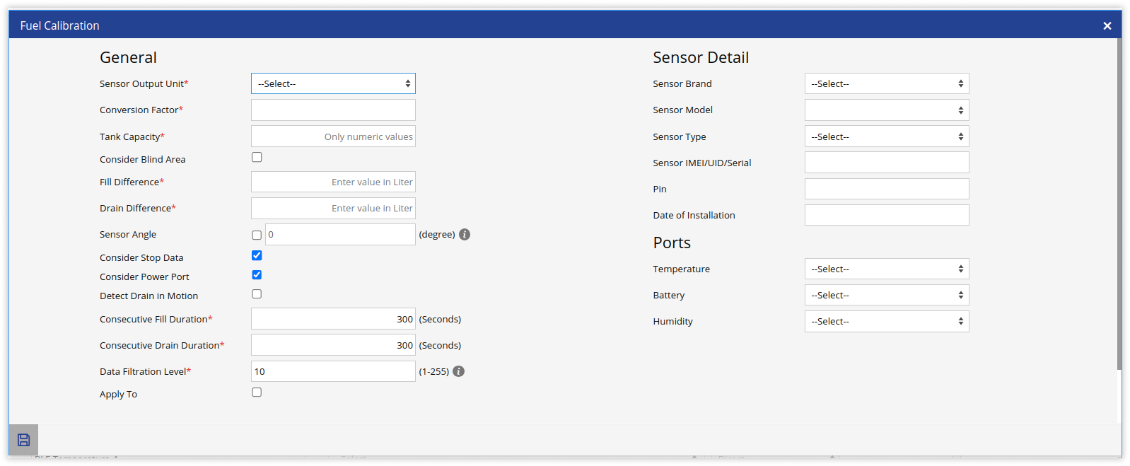 Calibrate Fuel Sensor